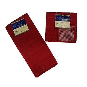 Microfiber Dish Towel Dish Rag Pack of 3 Dish Towel & Dish Rags Set Red Kitchen Cleaning Supplies Kitchen Accessories Microfiber Cleaning Cloth Dish Washing Cleaning Supplies