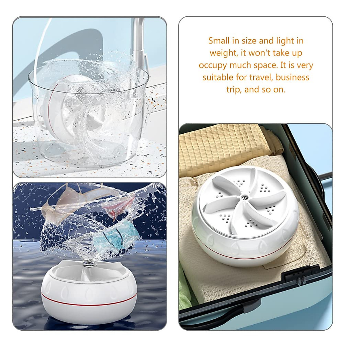 DOITOOL Mini Washing Machine Portable USB Washer Travel Clothes Washer Rechargeable Washing Machine for Business Trip College Rooms (30w)