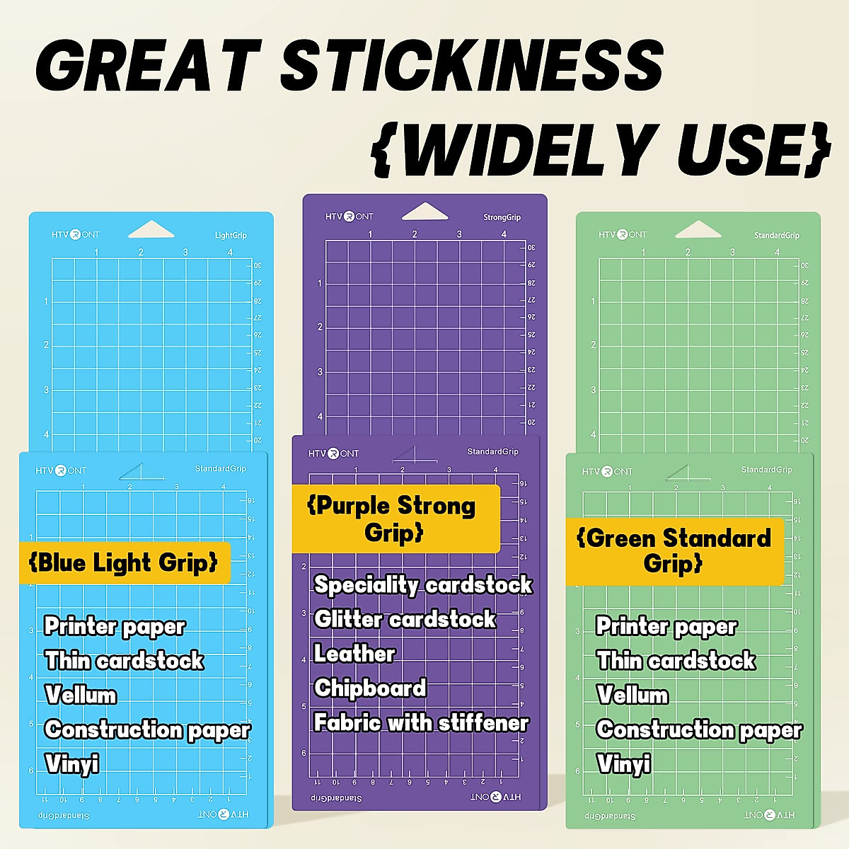 HTVRONT Cutting Mat for Cricut Joy Machine, 6 Pack Cutting Mats (3 Pcs 4.5X12in & 3 Pcs 4.5X6.5in), Variety Adhesive Cutting Mats Replacement Accessories for Cricut Joy Accessories