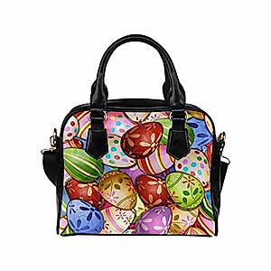 InterestPrint Beautiful Easter Eggs PU Leather Purse Handbags Shoulder Crossbody Bag for Women