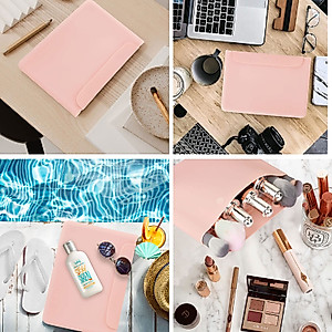 HiBidder Silicone Makeup Bag, Slim Toiletry Cosmetic Bag for Travel, Flat Makeup Bag with Double Magnetic Buckle Flap for Makeup Tools Organizer