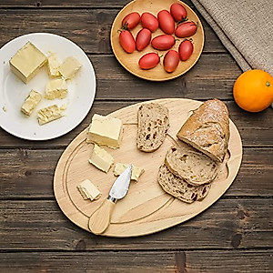 11.8 x 7.8'' Cheese Board Rubberwood Cutting Chopping Board with Juice Groove knife for Meat Vegetables Fruits Cheese Kitchen Camping Housewarming Christmas Thanksgiving Anniversary Birthday Party