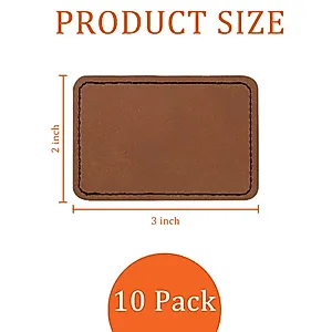 porffitoy Blank Leatherette Patches with Adhesive, 10 Pcs Leather hat Patches for Hats, Jackets, Backpacks (Brown)