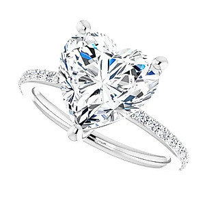 JEWELERYIUM 4 CT Heart Cut Colorless Moissanite Engagement Ring, Wedding/Bridal Ring Set, Solitaire Halo Style, Solid Sterling Silver Vintage Antique Anniversary Bridal Rings Gift for Her (4.5)