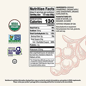 Made in Nature Organic Dried Fruit, Cranberries, 5oz Bags (6 Count) – Vegan, Non-GMO, Unsulfured