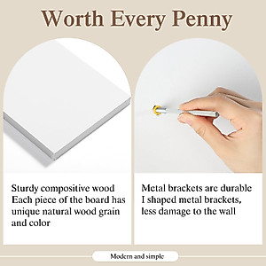 Wenqik Wood Floating Shelves 3 Sizes Wood Shelves for Wall Decor Wooden Wall Mounted Shelves Hanging Shelf for Storage Display Nursery Living Room Bathroom Kitchen Office (White,5 Pcs)