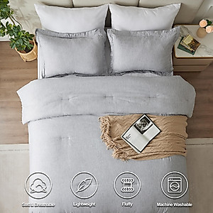 CozyLux Twin/Twin XL Comforter Set Dorm Bedding, 2 Pieces Light Grey Twin Extra Long Soft Luxury Cationic Dyeing Comforter for College, Light Gray Breathable Bed Set with 1 Comforter and 1 Pillow Sham