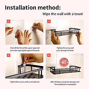 GYSHICAI Shower Caddy Shelf Rack 2Pack, Black Shower Caddy Racks for Inside Shower, Self Adhesive Shower Shelves Bathroom Wall Mount with Hooks, Shower Storage Shampoo Holder Organizer for Rv Steel