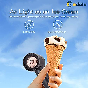 edola Mini Portable Fan Powerful, Handheld Fan, 3 Speed Personal Small Fan, Lightweight Makeup USB Rechargeable Fan for Stylish Girl Women Men Indoor Outdoor