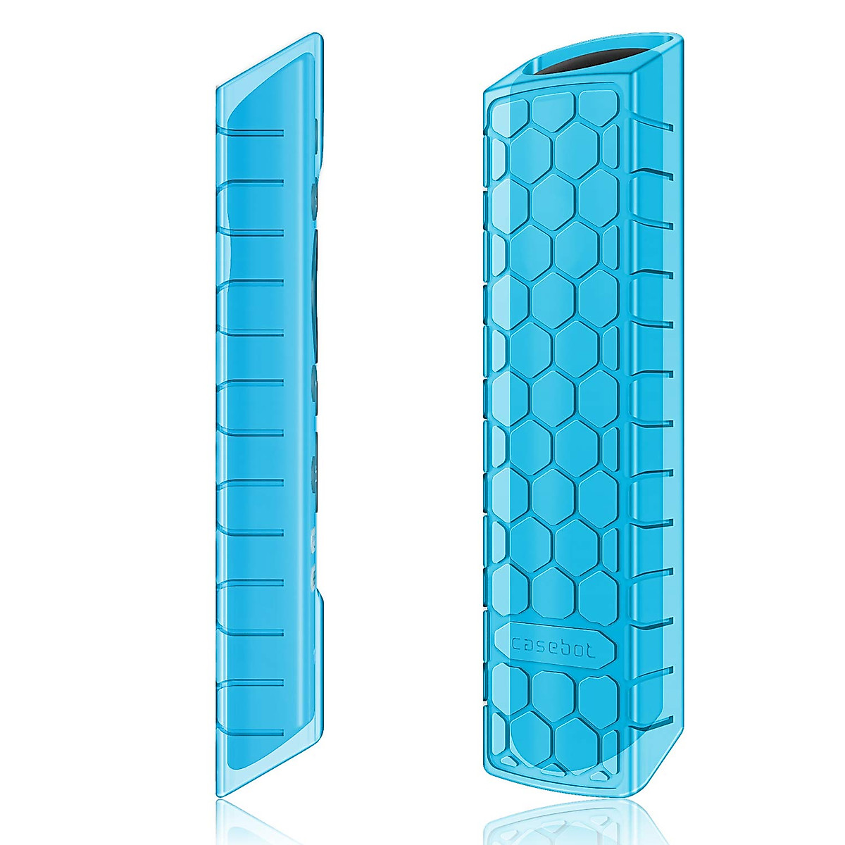 CaseBot Silicone Case for Amazon Insignia Smart HD Fire TV Voice Remote (2019) - Honey Comb Series [Anti Slip] Shockproof Cover Compatible with Element Smart Fire TV Voice Remote, Blue-Glow