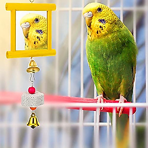 6 Pieces Hen Chicken Toys for Coop, Chick Toys, Chicken Mirror Toy with Bells, Chicken Xylophone Toy with 8 Metal Keys, Parrot Grinding Stone, Sepak Takraw Toy, Dangling Bird Toy