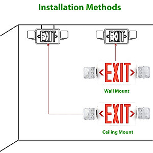 LED Combo Exit Sign Emergency Light, Double Sided with Two LED Flood Lights, Exit Signs for Business with Battery Backup, Fire Resistant UL 94V-0, Commercial Grade Brand: LED Flying Direct