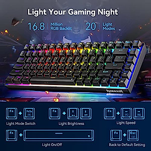 Mechanical Keyboard, Full RGB 75% Gaming Keyboard with Red Switches, Macro Editor Wired Keyboard 84 Keys for Windows Mac PC Laptop Tablet, K629-RGB