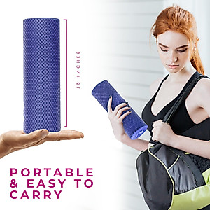 FitOn Recovery Roller - 12" x 4" Travel Sized Foam Rollers for Muscle Massage - High Density Foam Roller - Exercise Roller Foam Workout Accessories for Women and Men