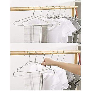Qualsen Clothes Hangers 20 Pack Stainless Steel Strong Metal Wire Coat Hangers Suit Hangers for Home Hotel and Clothes Store 16.5 Inch/42 cm