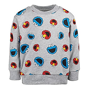 Sesame Street Cookie Monster Elmo Toddler Boys French Terry Sweatshirt and Pants Set Grey 3T