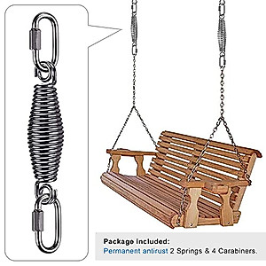 SELEWARE Heavy Duty Swing Springs for Hammock Chair, Porch Swing, Hammock Stands Mount, Innovative Conical Shape & Double Closed Ring Design Up to 400 lbs, w/Locking Carabiners(2 Pack)