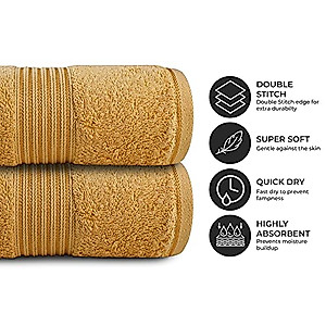 ZUPERIA 100% Combed Cotton Bath Sheet- 600 GSM- (35" x 70") 2 Pack Ultra Soft Large Bath Towels, Highly Absorbent Daily Usage Oeko-TEX Certified Ideal for Pool, Home, Gym (Beige)