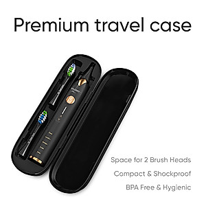 Wagner Stern. Duette Series. 2 Electric toothbrushes with Pressure Sensor. 5 Brushing Modes and 4 Intensity Levels, 10 Dupont Bristles, 2 Premium Travel Cases. (Burgundy/Black)