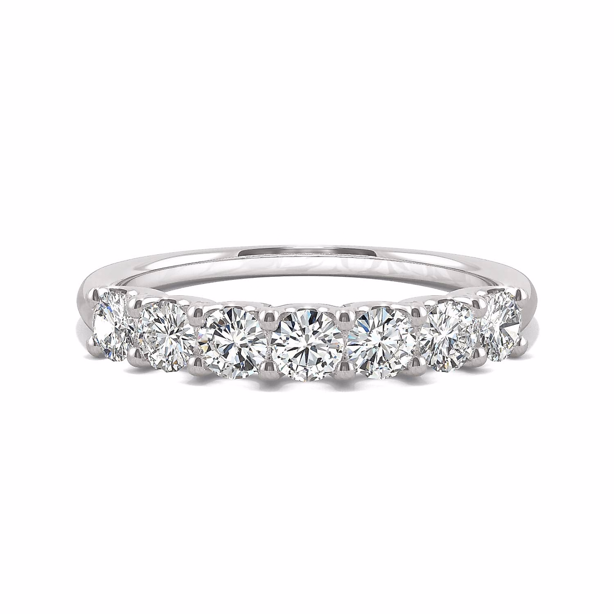 14K White Gold Moissanite by Charles & Colvard 3mm Round Wedding Band-size 6 0.70cttw DEW