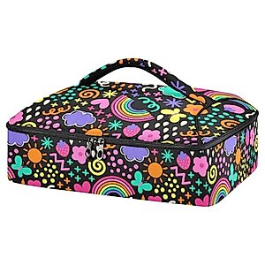 Kcldeci Insulated Thermal Food Carrier Insulated Casserole Carrier for Hot or Cold Food,Rainbow Flower Insulated Tote Bag for Potluck Cookouts Parties Picnic,Lasagna Lugger