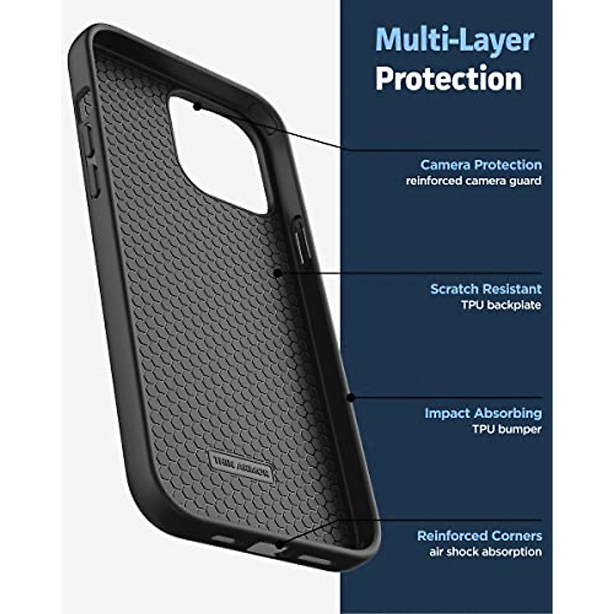 Encased Thin Armor Designed for iPhone 14 Belt Clip Case, Slim Fit Phone Case with Holster (Matte Black)
