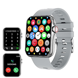 Desong Smart Watch(Answer/Make Calls), 1.7 inch Fitness Tracker,Smartwatch for Android iOS Phones,IP67 Waterproof Blood Pressure SpO2 Heart Rate Sleep Monitor for Women Men