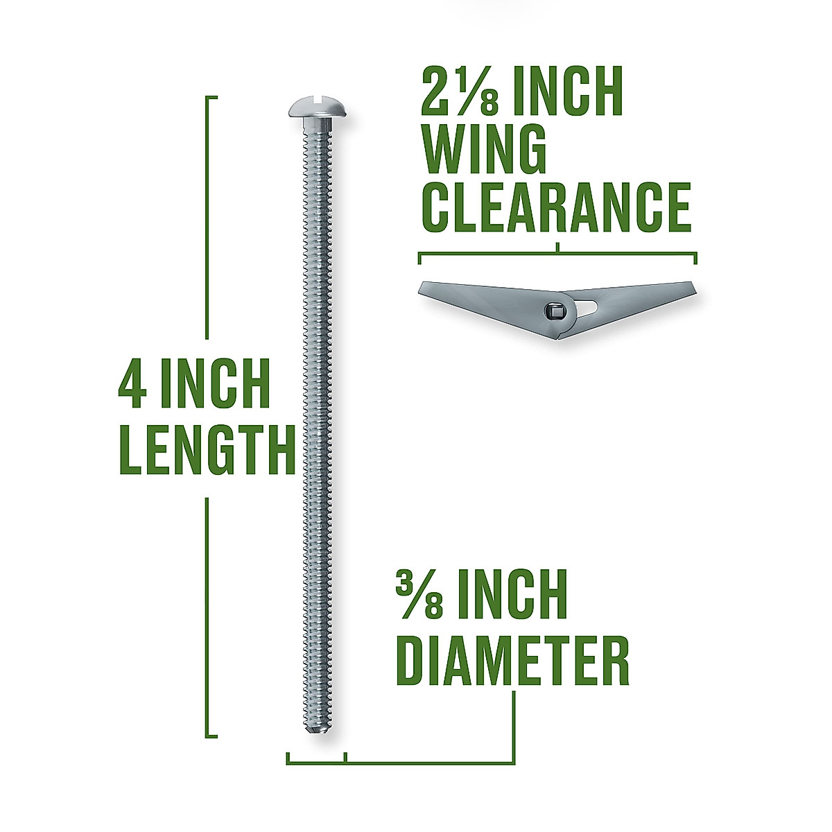Hillman 370096 Toggle Bolt, 3/8X4-Inch, 25-Pack, 25 Pieces