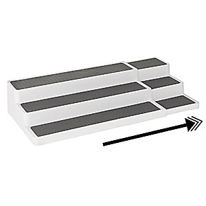Homeries Expandable 3-Tier Spice Rack Modern Design Waterproof and Non Skid Shelf Kitchen Organizer for Pantry Cabinet or Countertop Use (1 Pack, 3 Tier Expandable)