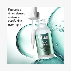 Bliss Clear Genius Clarifying Overnight Liquid Peel - 1 Fl Oz - Clear Pores & Exfoliate Skin - Non-Irritating - Clean - Vegan & Cruelty-Free