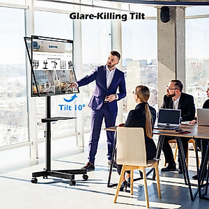 BONTEC Mobile TV Stand, Tilt Rolling TV Cart with Media Shelf and Locking Wheels, Fits 23-60” LED, LCD, OLED Flat & Curved TVs, Holds Up to 55lbs, Max VESA 400x400mm