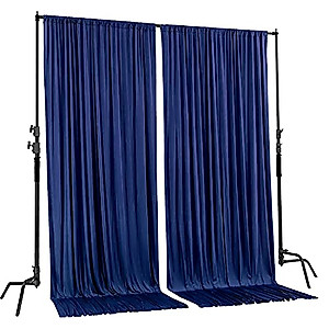 AK TRADING CO. 10 feet x 10 feet Polyester Backdrop Drapes Curtains Panels with Rod Pockets - Wedding Ceremony Party Home Window Decorations - Navy Blue