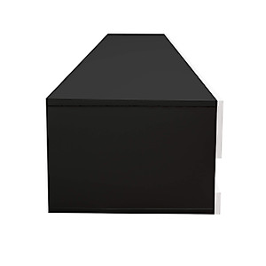 Knocbel Floating TV Shelf, LED Wall Mounted Media Console Cabinet Components Shelves Television Stand, Double Doors with Cable Holes, 110Lbs Weight Capacity, 70.9"L x 16.5"W x 11.8"H (White W/ Black)