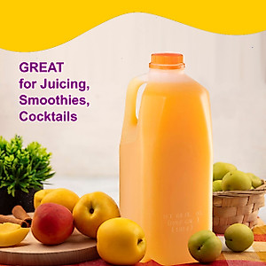 [5 PACK] Empty Plastic Juice Bottles with Tamper Evident Caps 64 OZ - Half Gallon, Smoothie Bottles - Ideal for Juices, Milk, Smoothies, Picnic's and even Meal Prep by EcoQuality Juice Containers