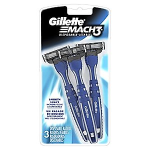 Gillette Mach3 Men's Disposable Razor, 3 Count, Mens Razors/Blades