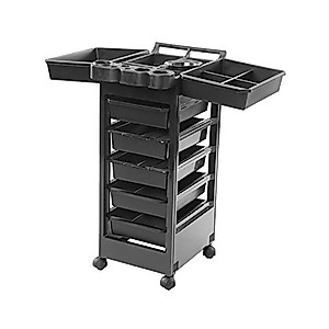 Buy-Rite Professional Salon Trolley Cart Rolling Hair and Beauty Spa Esthetician Utility Cart with 5 Storage Drawers, Mixing Bowl and Accessories, MEI-3010