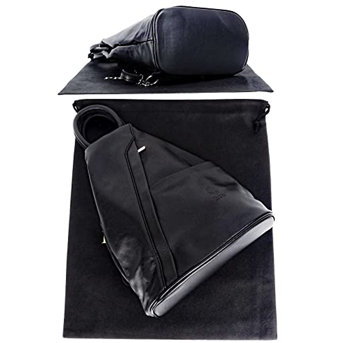 Primo Sacchi Italian Soft Black Leather Top Handle Shoulder Bag Rucksack Backpack Medium