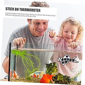 Baluue 4 Sets LCD Thermometer Submersible Temperature Indicator Temperature Strips Digital Fish Tank Temperature Gauge Aquarium Sticker Stick on Adhesive Stickers Paper Number Wine Bottle