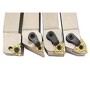 ASZLBYM 3/4'' inch CNC Lathe Indexable Turning Tool Holder with Nickel Plated,CNC Heavy-Duty Metal Lathe Bit Set with Tin Coated Carbide Turning Inserts WNMG431 CNMG431 TNMG331 16ER AG60