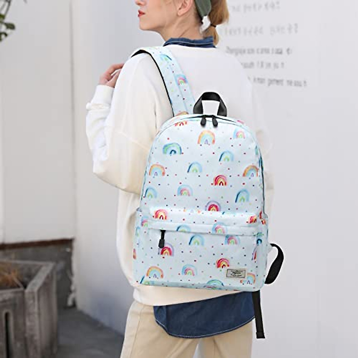 mygreen Kids' 16" Backpack for Elementary School, Rainbow Green