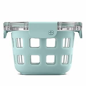 Ello DuraGlass Rounds Glass Food Storage Containers - Meal Prep Bowls with Silicone Sleeve and Airtight Lids, 2 Cup, Yucca