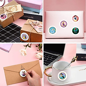 500 Pieces（8 Patterns） Princess Stickers Colorful Fashion Graffiti Rolls Self Adhesive Seals for Kids Girls Boys Teens Adults for Water Bottles Laptop Suitcase for Birthday Party Supply Decor Favor