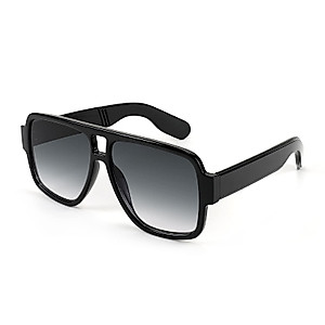 Karsaer Vintage 70s Style Aviator Sunglasses for Men Women Double Bridge Square Thick Retro Pilot Sunglasses K7123