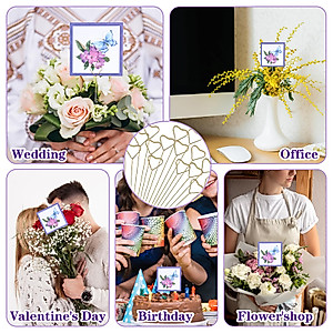 Mabor 20Pcs Flower Card Holder Stick, Metal Floral Place Card Holder 11.8 inche Heart Shape Flower Card Holders Gold Metal Card Picture Holder Pick for Wedding and Party