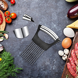 DAIRYCOF 8 Pcs Kitchen Finger Guards Chopping Onion holder Slicer,Adjustable Finger Nail Protector,Safe Knife Cutting Shield,finger guards for cutting Kitchen Tool to Slice Lemon Vegetables Fruit Meat