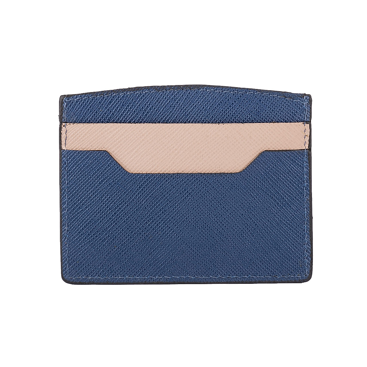 Zinda Genuine Leathers Card Holder Unisex Slim Wallet RFID Protection (Blue/Beige)