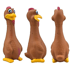 SLAGMALE Pets Dog Toys Screaming Chicken Squeeze Sound Toy Dog Squeaker Chew Training Toy for Medium and Small Dogs (Brown)