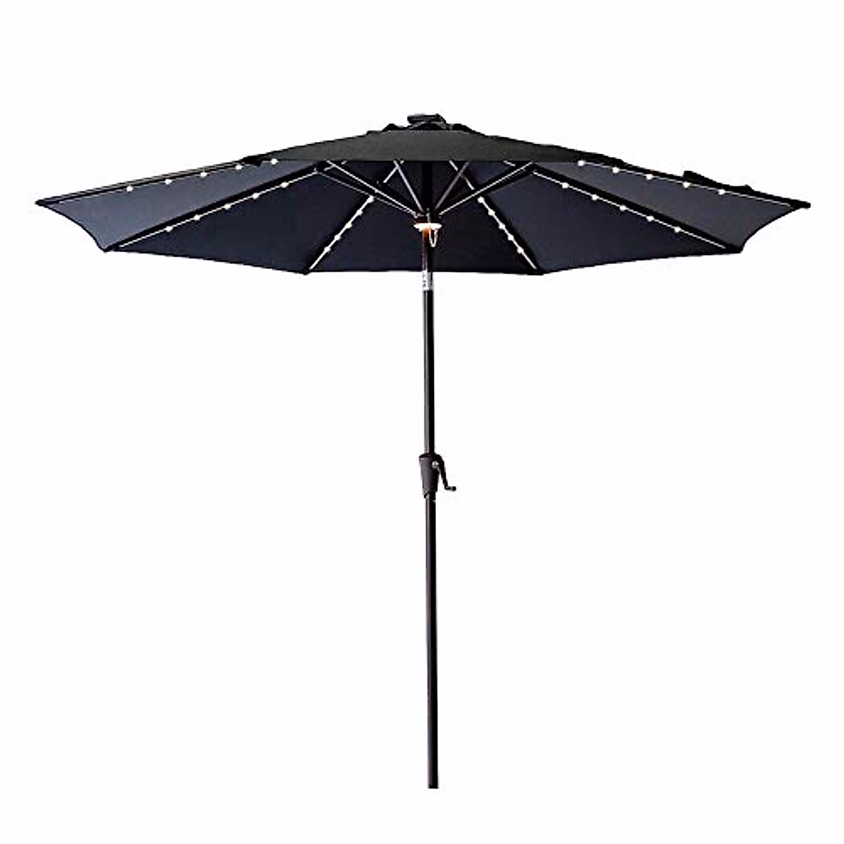 C-Hopetree 11 ft Outdoor Patio Market Table Umbrella with Solar LED Lights and Tilt, Black