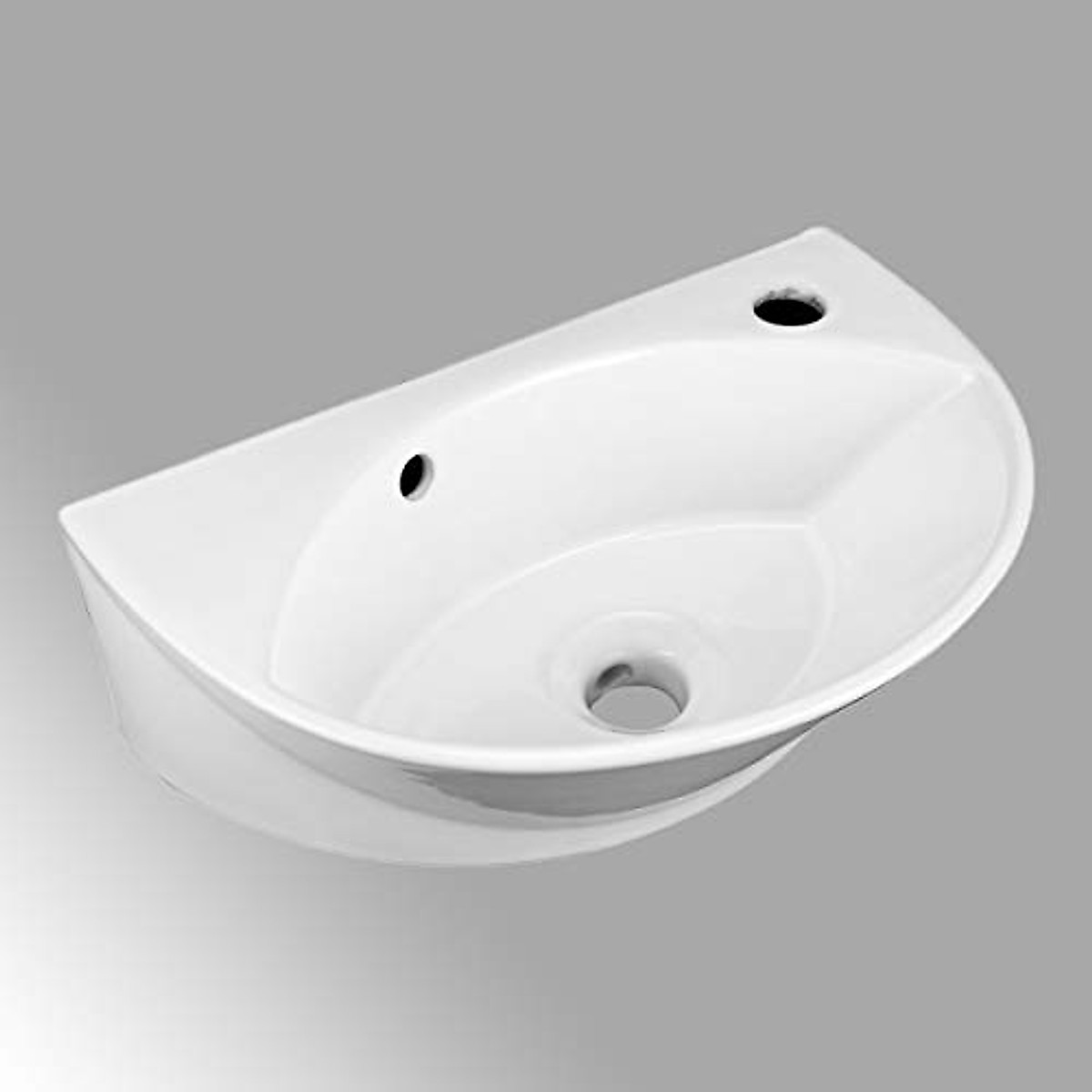 Renovators Supply Manufacturing Bathroom Sinks 17 in. White Ceramic Wall Mounted Bathroom Vessel Sink Juniper with Overflow and Faucet Hole