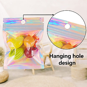 Holographic Resealable Bags 300 Pieces(3×4 Inch) Sealed Resealable Pouch for Food Storage